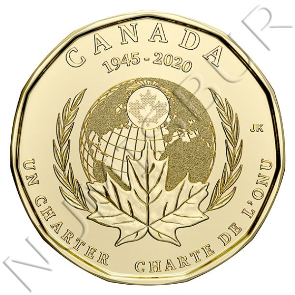 1 dólar CANADA 2020 - 75° aniv. de la firma de la Carta de las Nacione ...