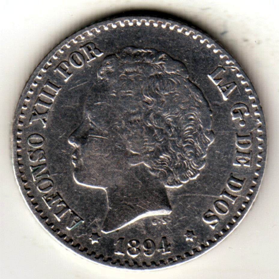 50 centimos SPAIN 1894 - Alfonso XIII *9* *4* PG.V – NUMISBUR
